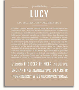 Lucy Personalized Name Meaning Art Prints – Name Stories