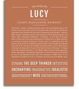 Lucy Personalized Name Meaning Art Prints – Name Stories