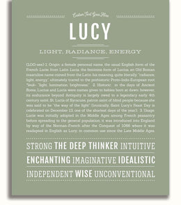Lucy Personalized Name Meaning Art Prints – Name Stories