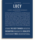 Lucy Personalized Name Meaning Art Prints – Name Stories