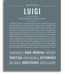 Luigi Personalized Name Meaning Art Prints – Name Stories
