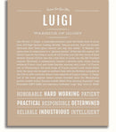 Luigi Personalized Name Meaning Art Prints – Name Stories