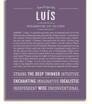 Luis Personalized Name Meaning Art Prints – Name Stories