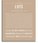 Luis Personalized Name Meaning Art Prints – Name Stories