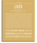Luis Personalized Name Meaning Art Prints – Name Stories