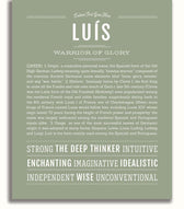 Luis Personalized Name Meaning Art Prints – Name Stories