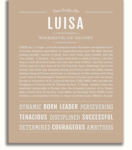 Luisa Personalized Name Meaning Art Prints – Name Stories