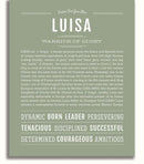 Luisa Personalized Name Meaning Art Prints – Name Stories