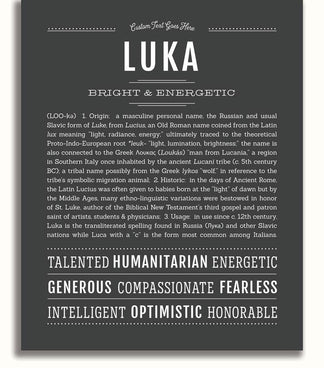 Luka | Name Art Print - Personalized Custom Gifts – Name Stories