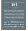 Luka Personalized Name Meaning Art Prints – Name Stories