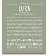 Luka | Name Art Print - Personalized Custom Gifts – Name Stories