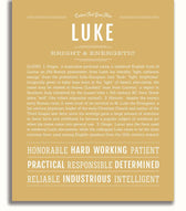 Luke Personalized Name Meaning Art Prints – Name Stories