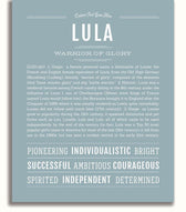 Lula Personalized Name Meaning Art Prints – Name Stories