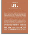Lulu | Name Art Print – Name Stories