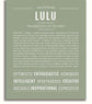Lulu Personalized Name Meaning Art Prints – Name Stories