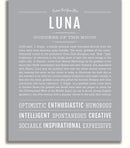 Luna Personalized Name Meaning Art Prints – Name Stories