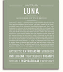 Luna Personalized Name Meaning Art Prints – Name Stories