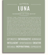 Luna Personalized Name Meaning Art Prints – Name Stories