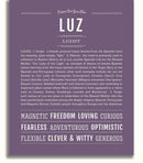 Luz Personalized Name Meaning Art Prints – Name Stories