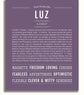Luz Personalized Name Meaning Art Prints – Name Stories