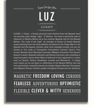 Luz | Name Art Print – Name Stories