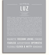 Luz Personalized Name Meaning Art Prints – Name Stories