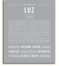 Luz Personalized Name Meaning Art Prints – Name Stories