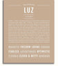 Luz Personalized Name Meaning Art Prints – Name Stories