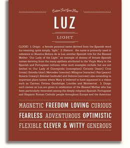 Luz Personalized Name Meaning Art Prints – Name Stories