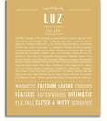 Luz Personalized Name Meaning Art Prints – Name Stories