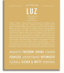 Luz Personalized Name Meaning Art Prints – Name Stories