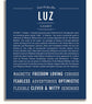 Luz Personalized Name Meaning Art Prints – Name Stories