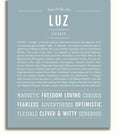 Luz Personalized Name Meaning Art Prints – Name Stories