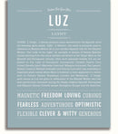 Luz Personalized Name Meaning Art Prints – Name Stories