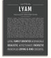 Lyam Personalized Name Meaning Art Prints – Name Stories