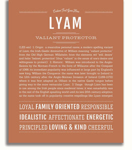 Lyam Personalized Name Meaning Art Prints – Name Stories