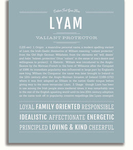Lyam Personalized Name Meaning Art Prints – Name Stories