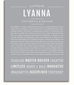Lyanna Personalized Name Meaning Art Prints – Name Stories