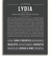 Lydia Personalized Name Meaning Art Prints – Name Stories