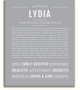 Lydia | Name Art Print – Name Stories