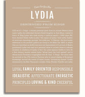 Lydia Personalized Name Meaning Art Prints – Name Stories