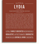 Lydia Personalized Name Meaning Art Prints – Name Stories