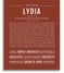 Lydia Personalized Name Meaning Art Prints – Name Stories