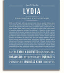 Lydia Personalized Name Meaning Art Prints – Name Stories