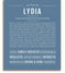 Lydia Personalized Name Meaning Art Prints – Name Stories