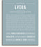Lydia | Name Art Print – Name Stories