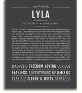Lyla Personalized Name Meaning Art Prints – Name Stories