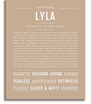 Lyla Personalized Name Meaning Art Prints – Name Stories