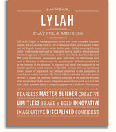 Lylah Personalized Name Meaning Art Prints – Name Stories