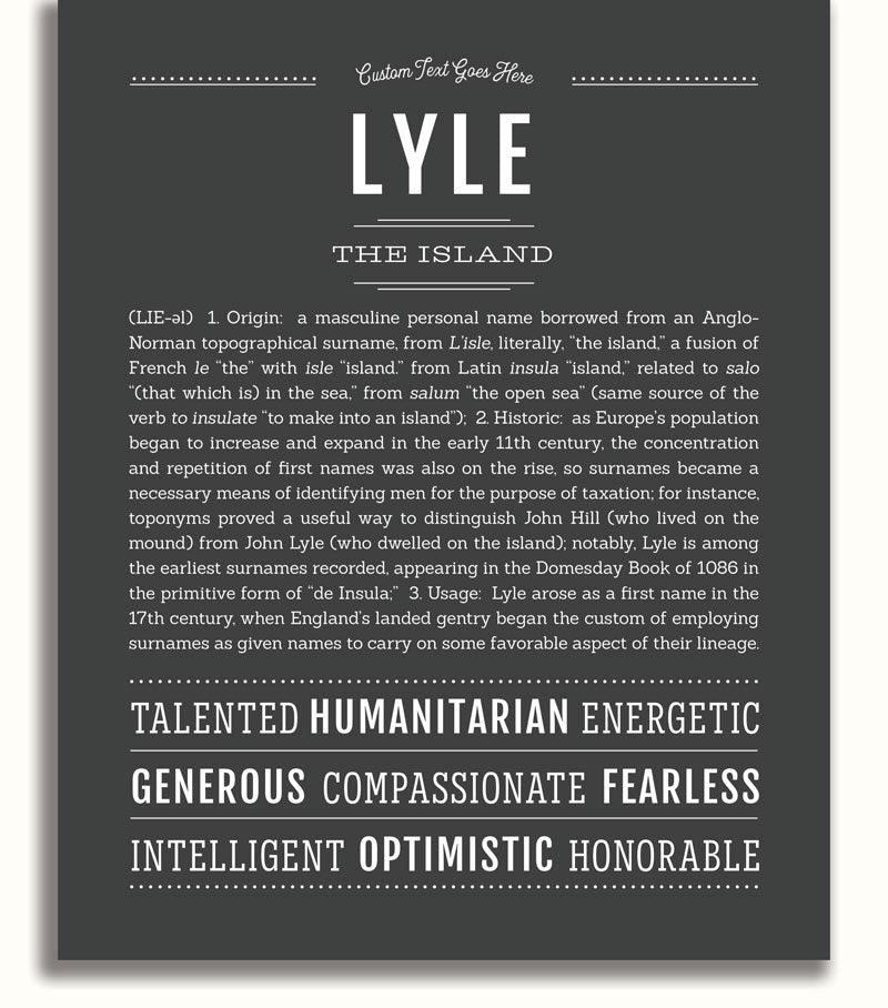 Lyle Personalized Name Meaning Art Prints – Name Stories